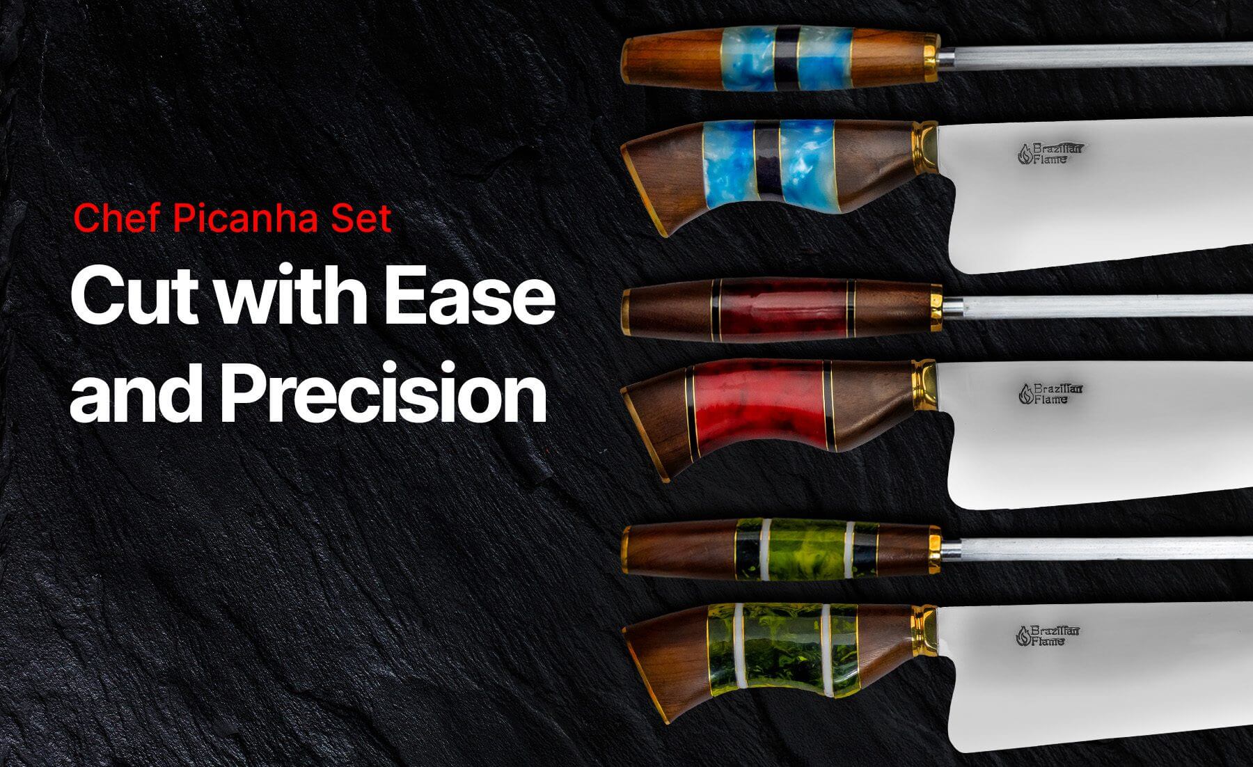 Brazilian Flame Chef's Knife - Picanha Set with Sharpener
