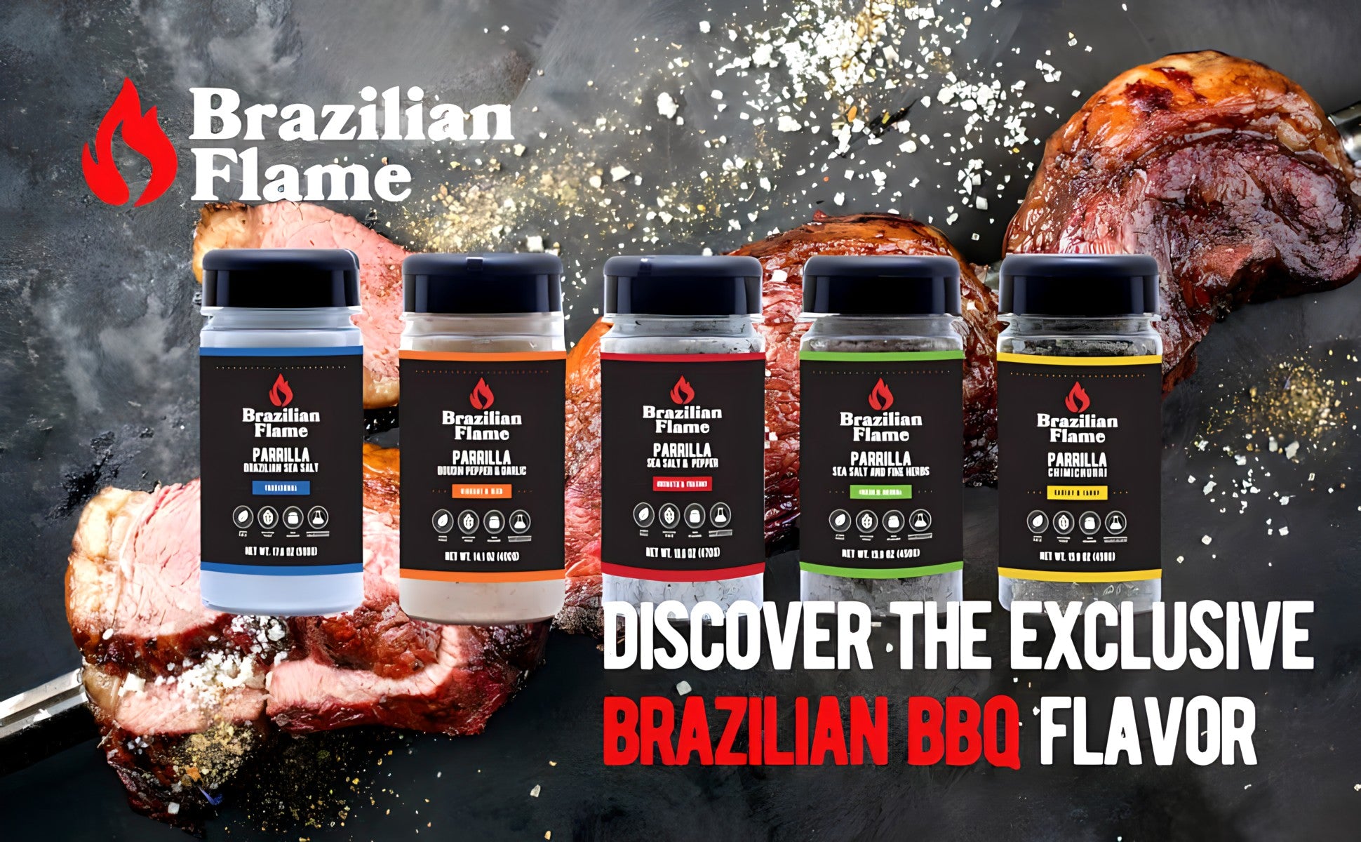 Brazilian Flame Parrilla Seasoning - Set of 5 Small Bottles